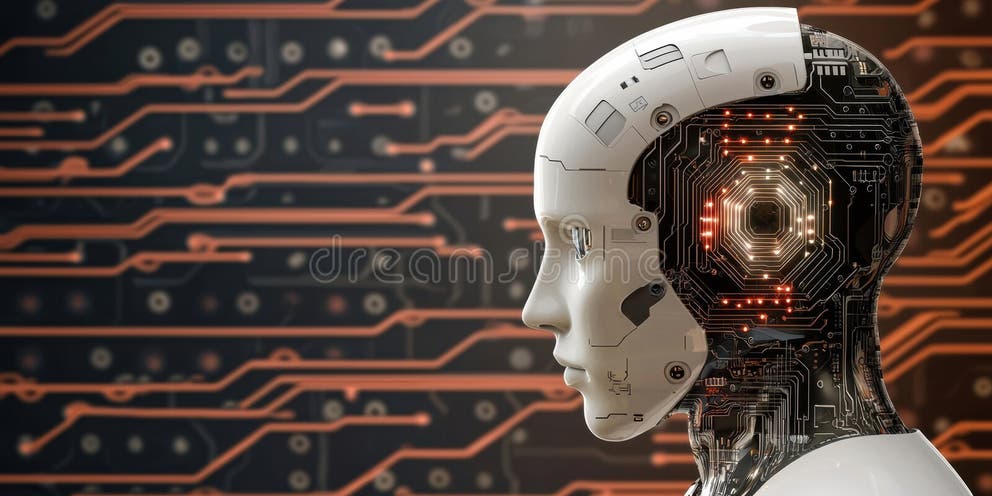 Futuristic Humanoid Robot with Detailed Electronic Circuitry on Its ...