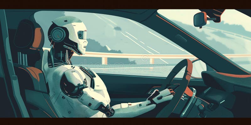 Futuristic Humanoid Robot Drives Car with Artificial Intelligence ...