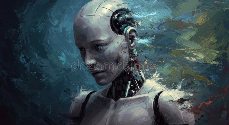 Futuristic Humanoid Robot with Emotional Expression in a Vibrant ...