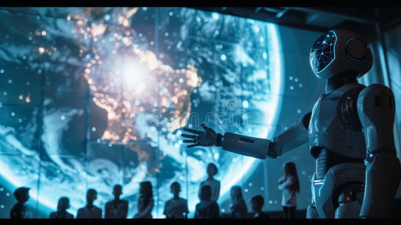 Futuristic Humanoid Robot Engaging in Educational Interaction with ...