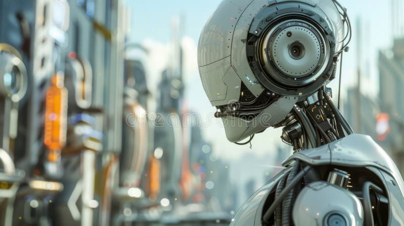 Futuristic Humanoid Robot Explores Scifi Cityscape with Robotics and AI ... Futuristic Humanoid Robot Explores Scifi Cityscape with Robotics and AI ...