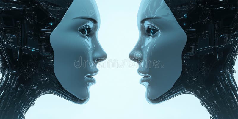 Futuristic Humanoid Robot Faces in Profile, Showcasing Advanced ...