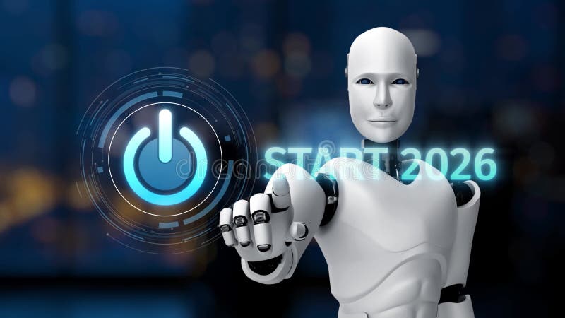 Humanoid Robot Walking a Large White Dog in a Modern Cityscape Stock ...