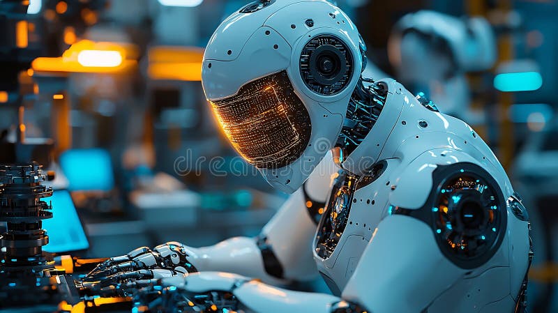 Robots at work stock illustration. Illustration of arms - 385737109