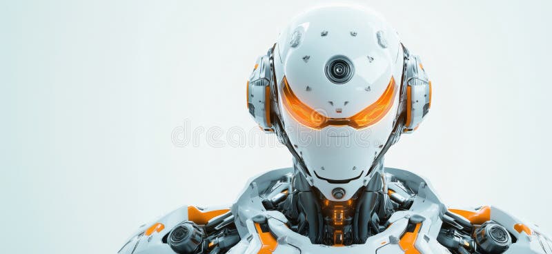 Futuristic Humanoid Robot with Glowing Orange Eyes and Sleek Design ...