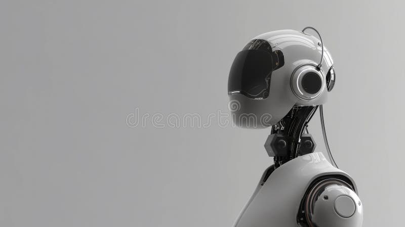 A Futuristic Humanoid Robot Head with Sleek Design Features, Against a ... A Futuristic Humanoid Robot Head with Sleek Design Features, Against a ...