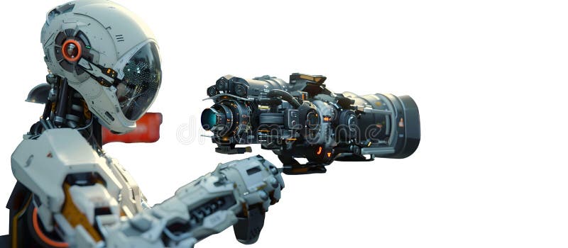 Futuristic Humanoid Robot with High-Tech Camera Stock Illustration ...