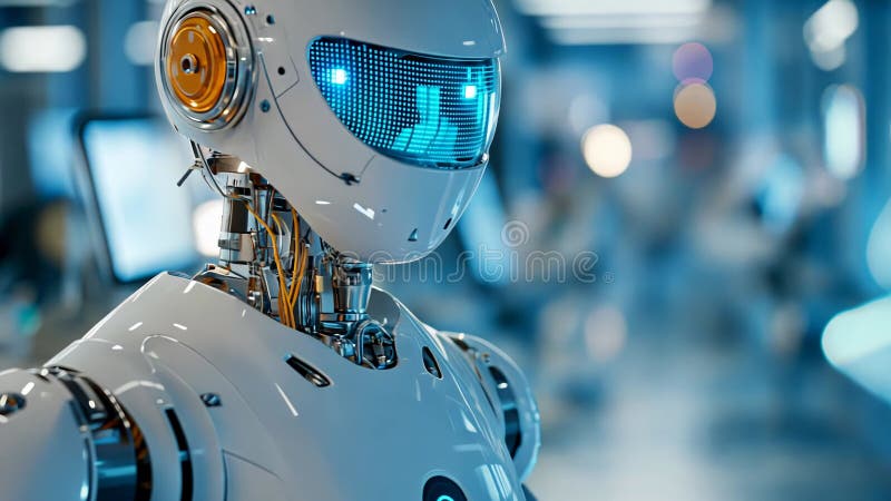 Futuristic Humanoid Robot in High-Tech Control Center Stock Video ...