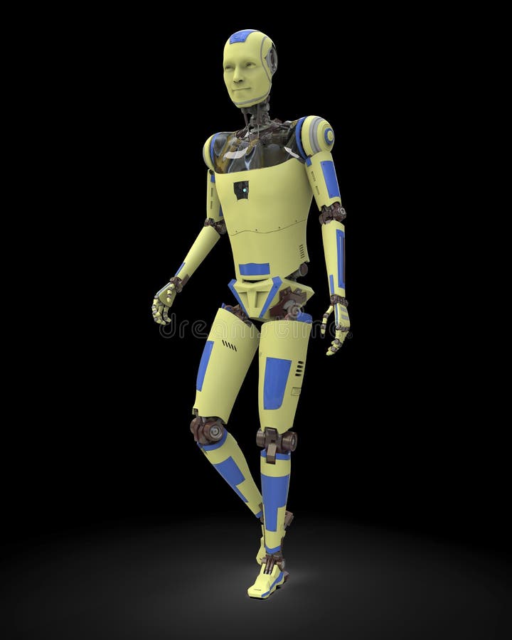 Futuristic Humanoid Robot, 3D Illustration Stock Illustration ...