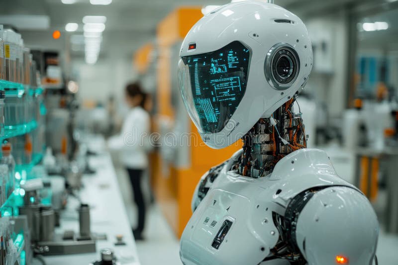 Futuristic Humanoid Robot in Laboratory Exploring Artificial ...