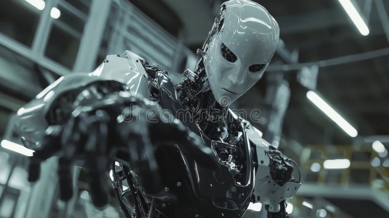Futuristic Humanoid Robot with Mechanical Features Stock Illustration ...