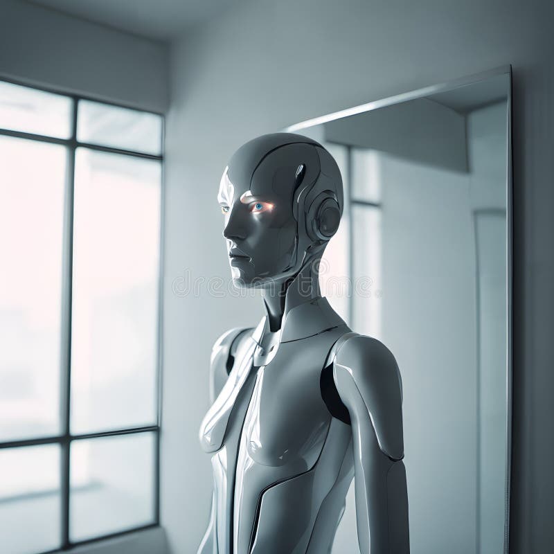 Futuristic Humanoid Robot in Modern Minimalistic Room Stock Photo ...