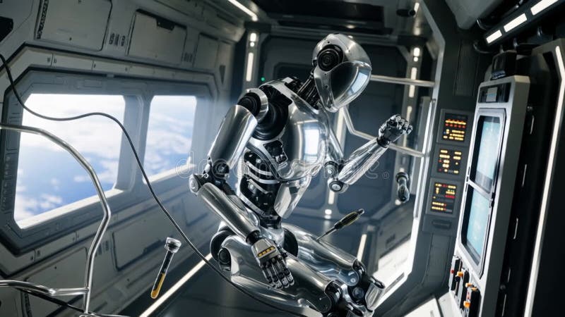 Advanced AI Robot Assistant Interacting with Medical Staff in Modern ...