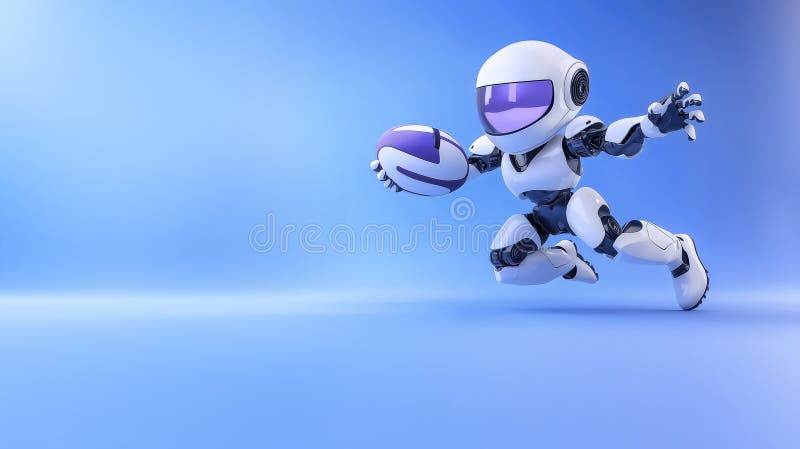 Futuristic Humanoid Robot Playing Rugby Stock Illustration ...