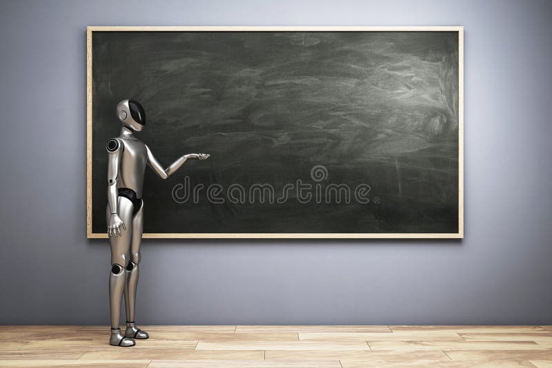 Humanoid Education Robot Teacher in Front of a School Classroom ...