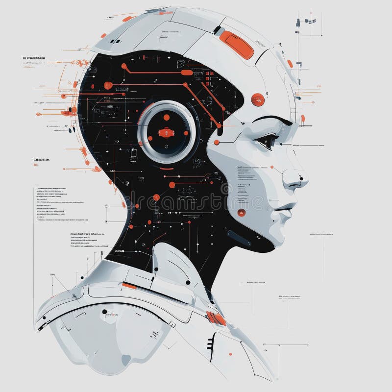 Futuristic Humanoid Robot Profile in a Digital Design, Showcasing ...