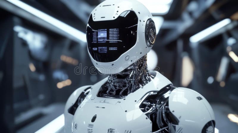 Futuristic Humanoid Robot with Sleek Design and Glowing Features Stock ...