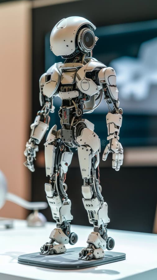 Futuristic Humanoid Robot with Sleek White Armor Design Stock Image - Image of engineering ...