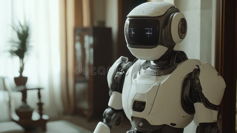 Futuristic Humanoid Robot Standing in a Modern Interior Stock Image ...