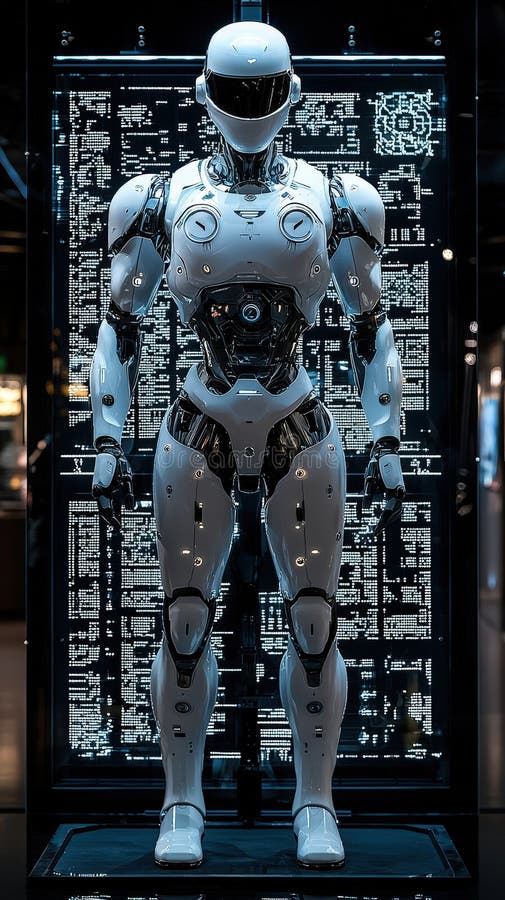 Futuristic Humanoid Robot in a Technological Showcase Stock Photo ...