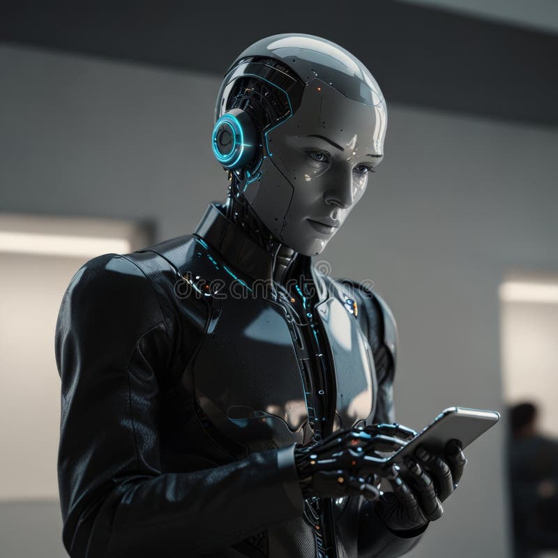 Futuristic Humanoid Robot Using Smartphone in Modern Indoor Setting ...