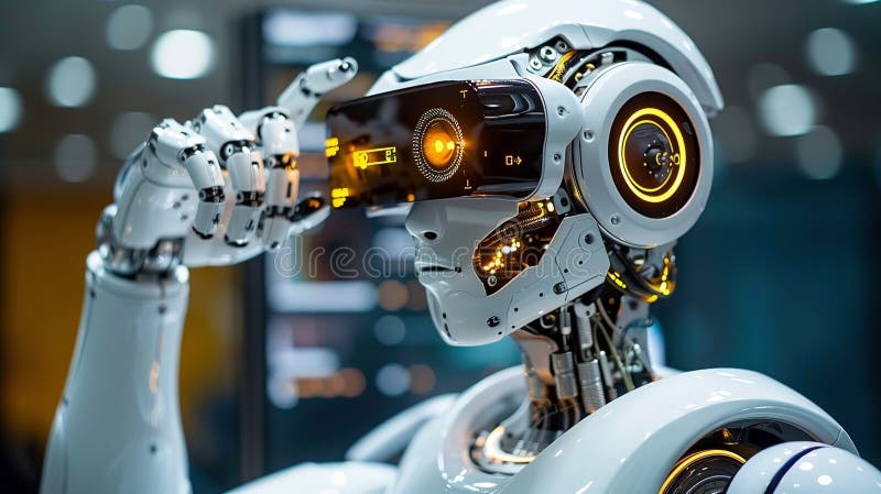 Futuristic Humanoid Robot with Virtual Reality Headset Image, Ai ...