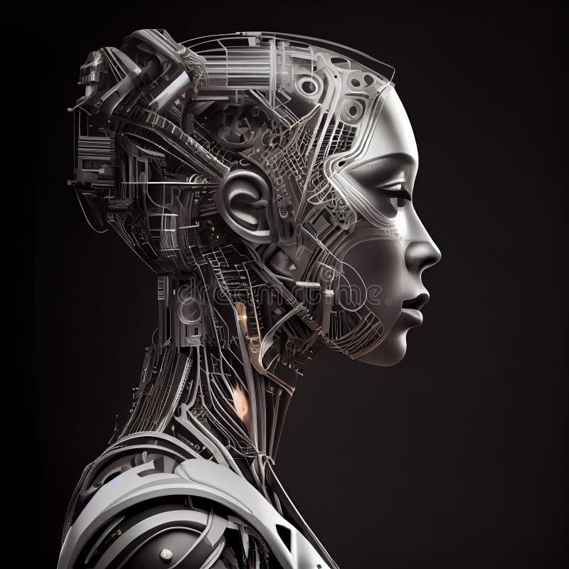 Futuristic Humanoid Robot in Virtual World. Generative Ai Stock ...