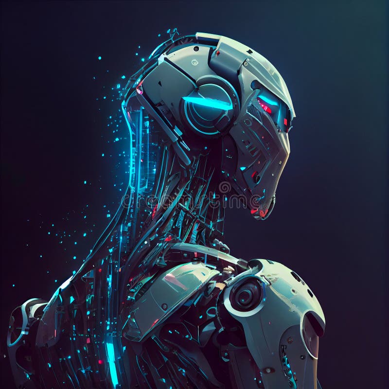 Futuristic Humanoid Robot in Virtual World. Generative Ai Stock ...