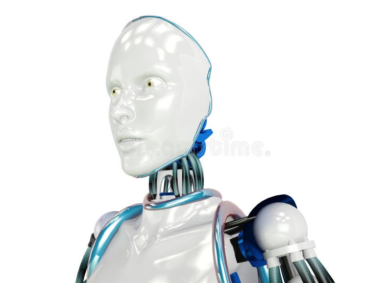 Futuristic Humanoid Robot on White Background Stock Illustration ...