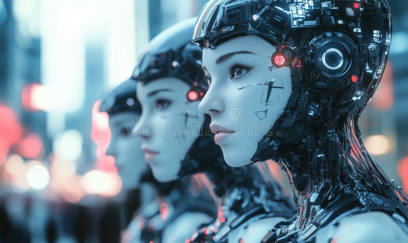 Robots Lined Up Modern Setting Showcasing Advanced Technology Design Stock Photos - Free ...