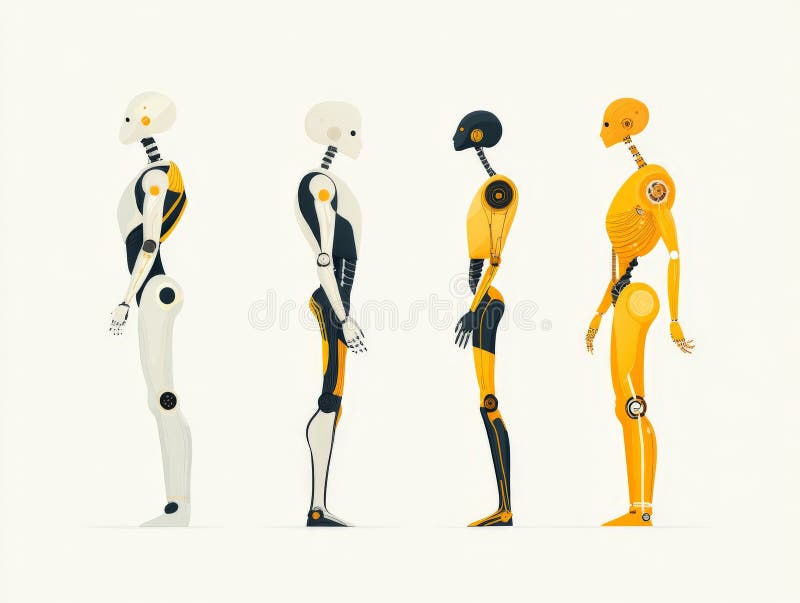 Futuristic Humanoid Robots in Side Profile Comparison Showcasing ...
