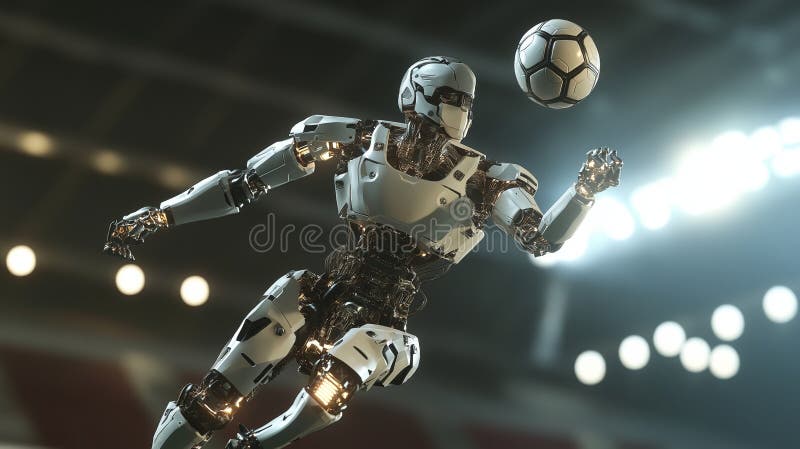 Futuristic Humanoid Soccer Robot Performing an Extraordinary Save ...