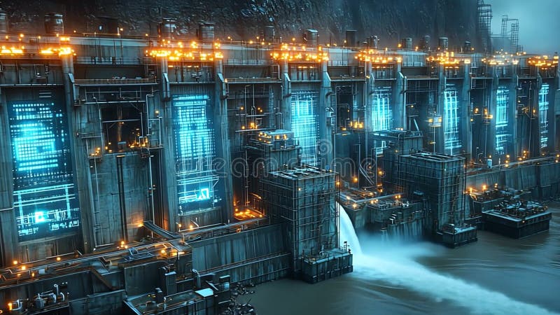 Futuristic Hydroelectric Facility Showcasing Advanced Technology and ...