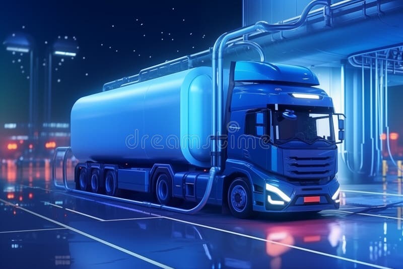 Futuristic Hydrogen Fuel Cell Truck Stock Photo - Image of mobility ...