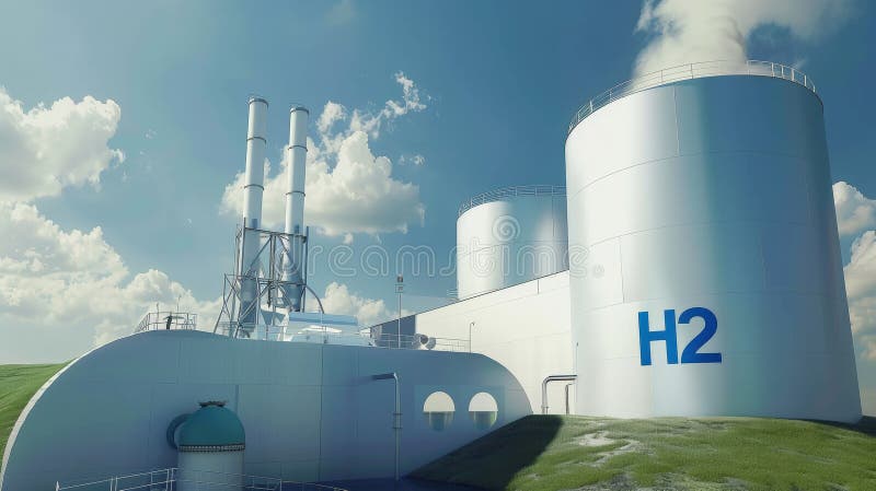 Futuristic Hydrogen Production: H2 Facilities Stock Photo - Image of power, production: 311829232