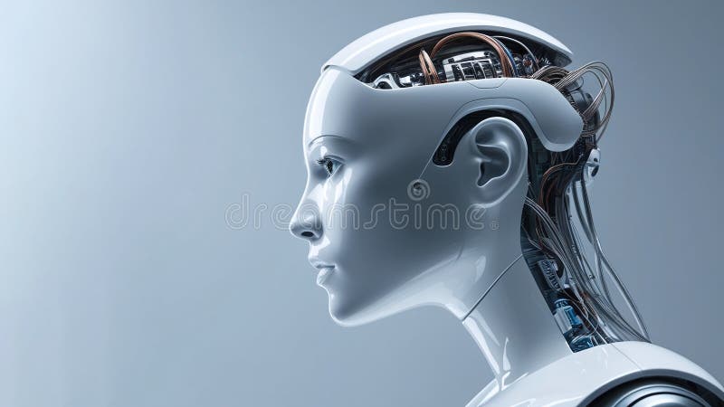 Humanoid Robot Side Profile Against Clean Background, Futuristic High ...