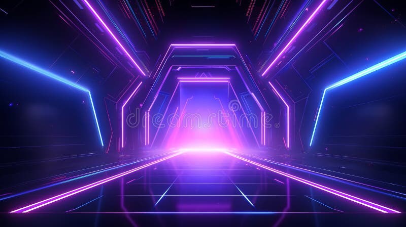 Futuristic Hyper Space Concept with Neon Elements Stock Illustration ...