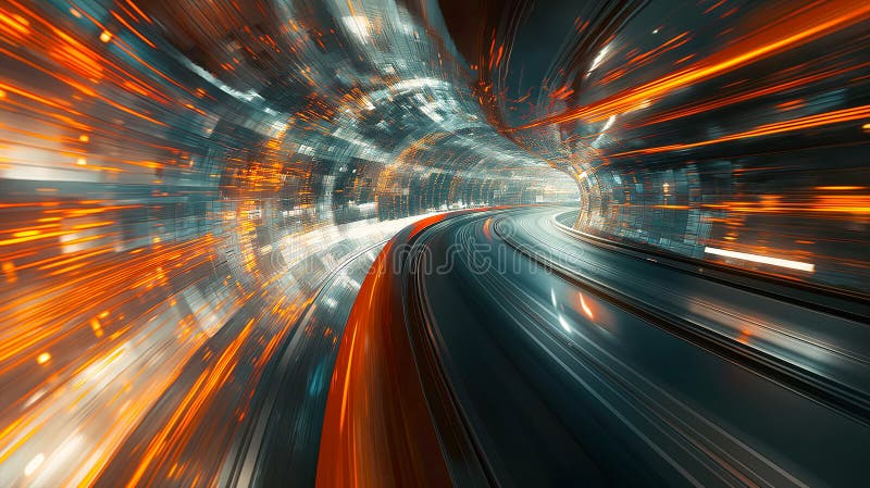 Futuristic Hyper-Speed Sharp Turn on Highway Slow Shutter Motion Blur ...