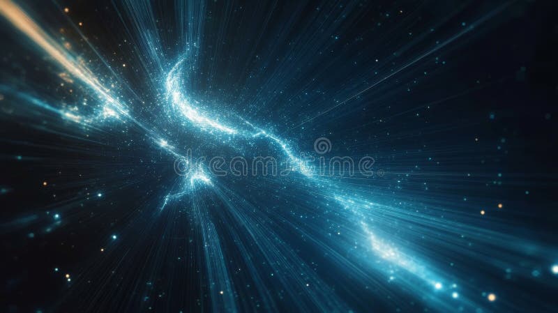 Futuristic Hyper Speed Tunnel with Blurred Blue Light Lines for Space ...