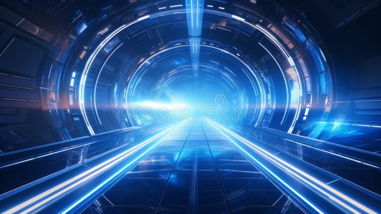 Futuristic Hyper Zoom Corridor with Celestial Elements Stock ...