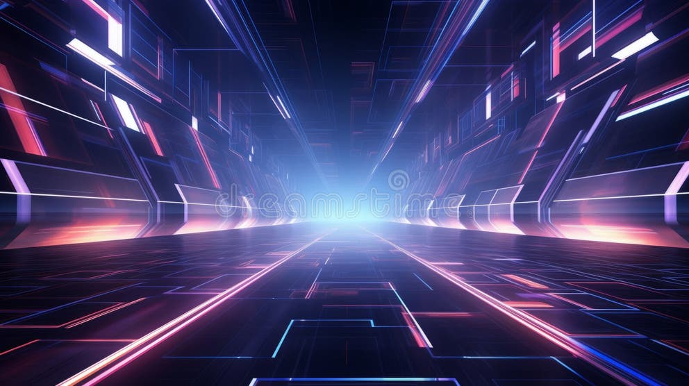 A Futuristic Hyper Zoom Corridor with Geometric Shapes Stock ...