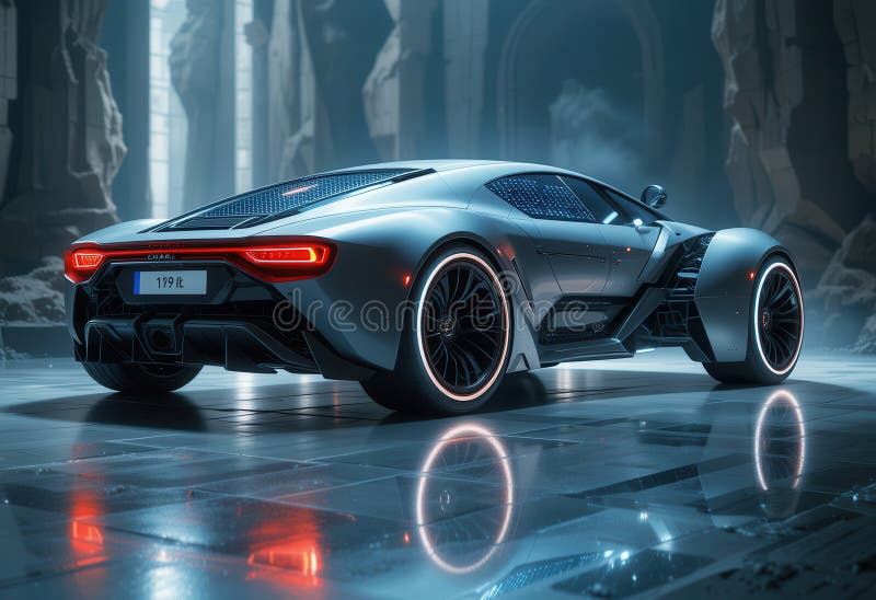 Futuristic Hypercar Displayed in a Majestic, Digitally Created Environment Stock Illustration ...