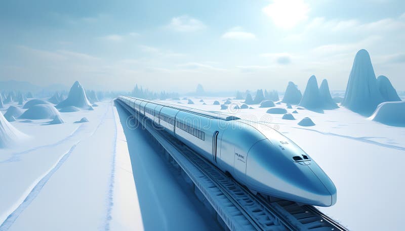 A Futuristic Hyperloop Capsule Threading through a Rugged Canyon Stock ...