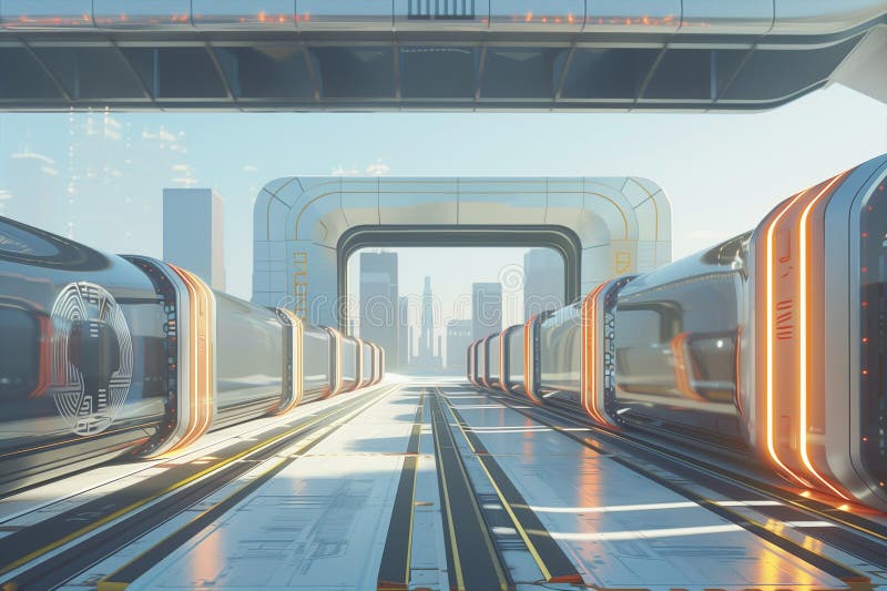 Futuristic Hyperloop Freight System in Advanced Urban City Stock Image ...