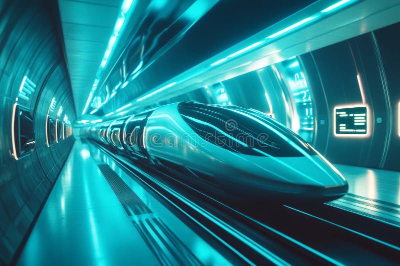 A Futuristic Hyperloop Station 3D Background Room with Sleek, Curved ...