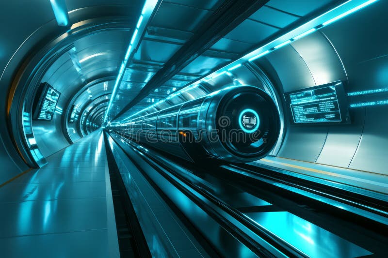 A Futuristic Hyperloop Station 3D Background Room with Sleek, Curved ...