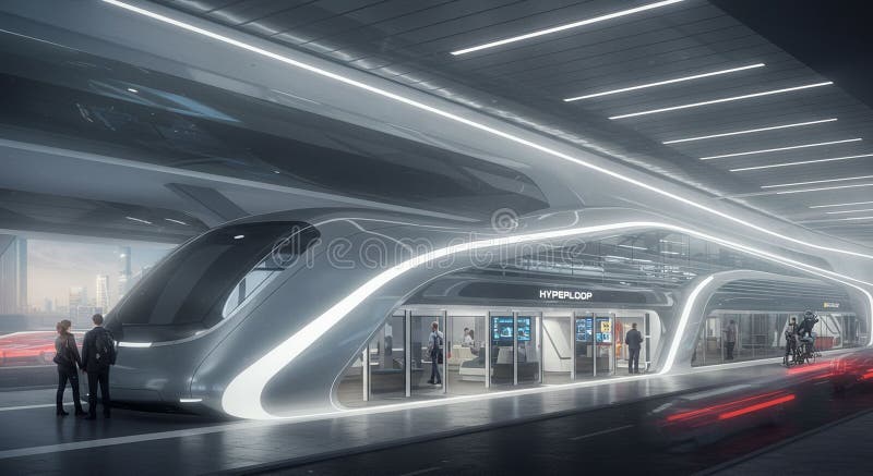 Futuristic Hyperloop Station with Sleek, Aerodynamic Design and Smooth ...