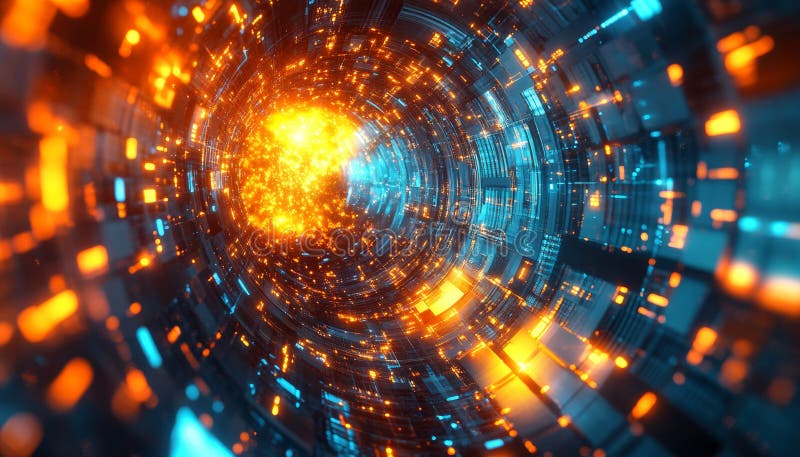 Futuristic Hyperloop Tunnel Digital Data Stream, Advanced Transport ...