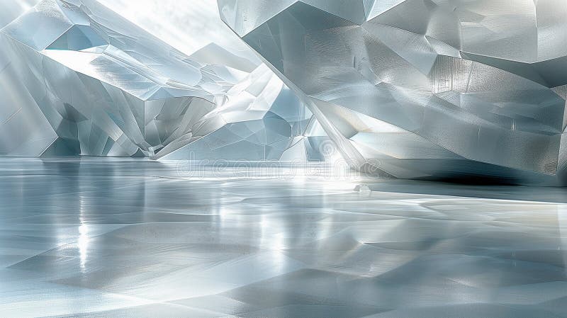 Futuristic Ice Cavern with Pristine Reflections Stock Illustration ...