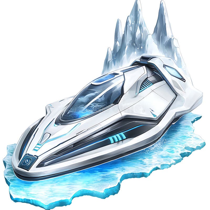 Futuristic Ice Explorer Vehicle Navigating Arctic Waters Stock ...